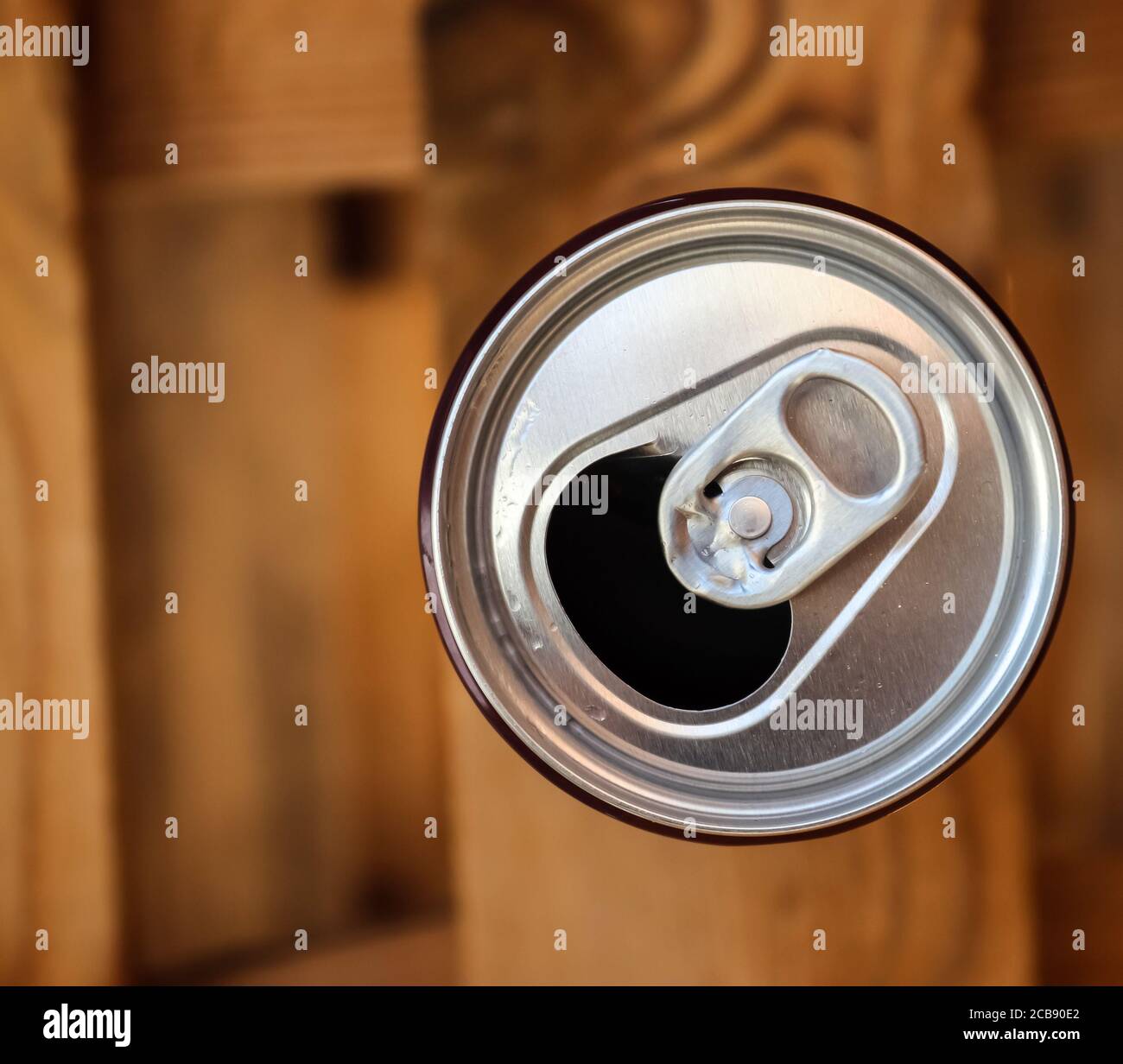 Top view up a can of soft drink isolated on wooden background Stock ...