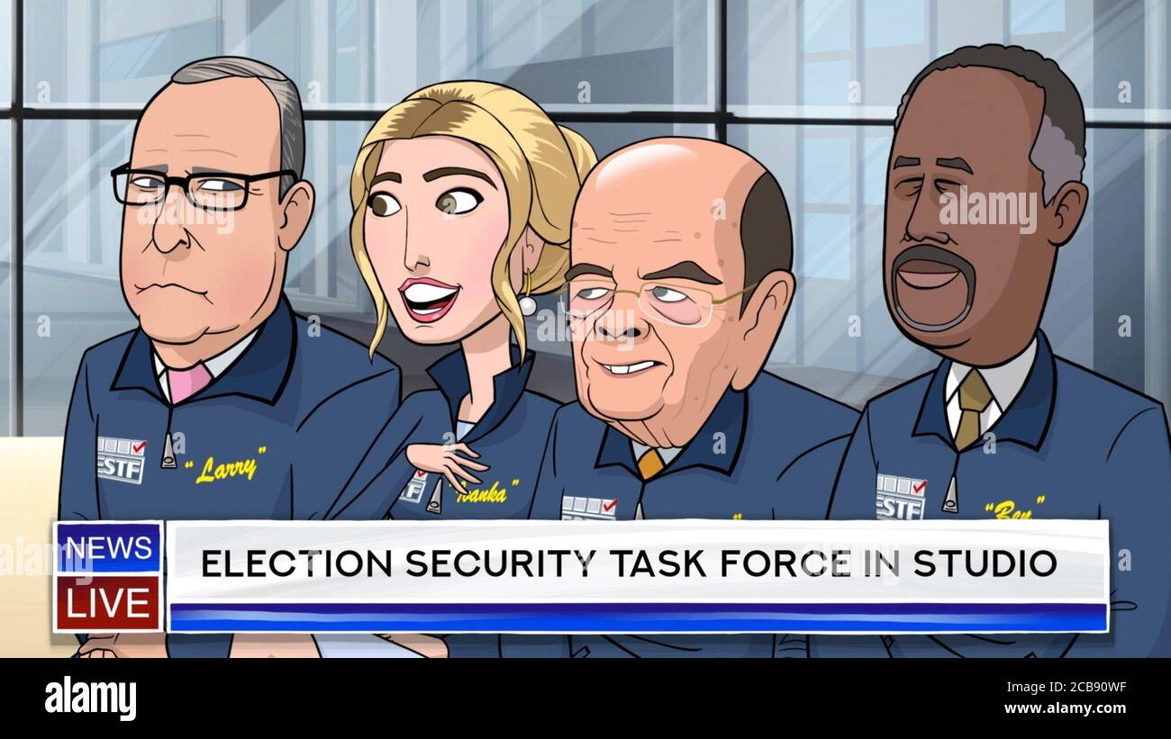 OUR CARTOON PRESIDENT, from left: Larry Kudlow (voice: Jon Glaser ...