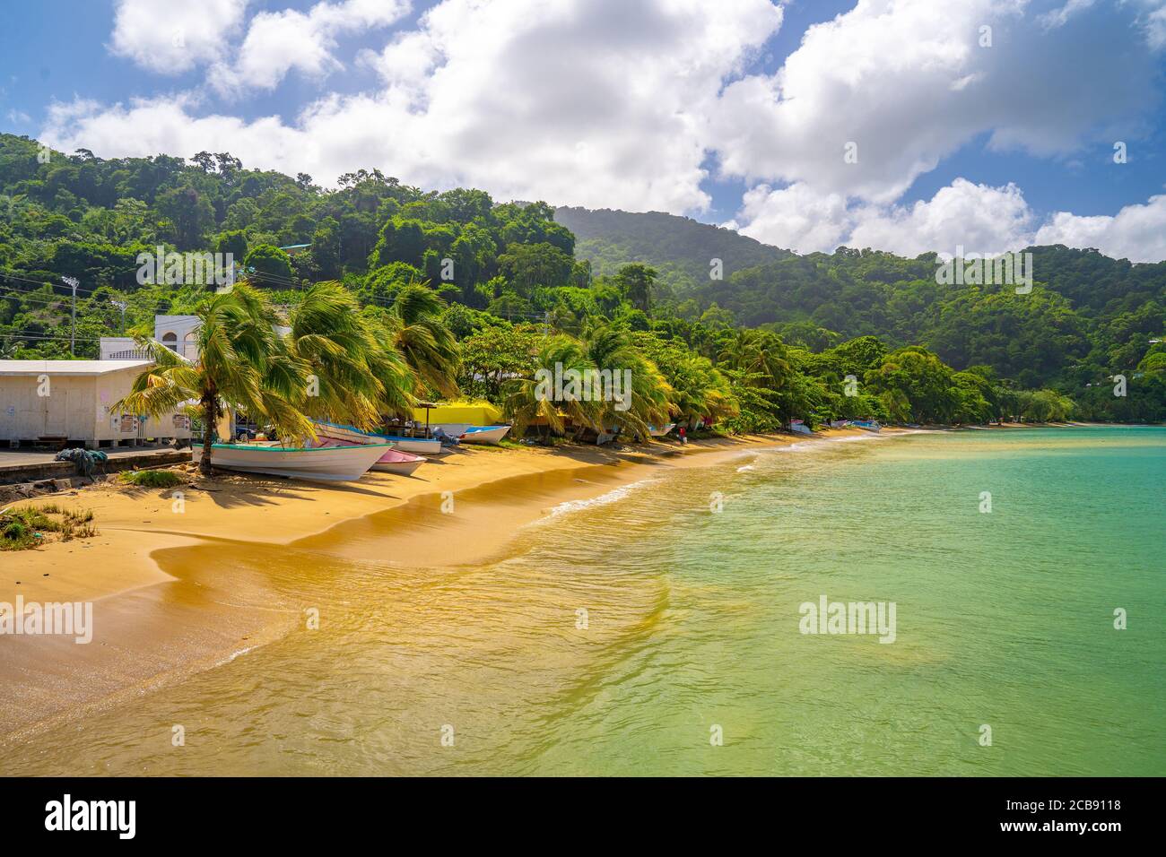 Ocean waves hitting the sandy beach and gleaming under the cloudy sky ...