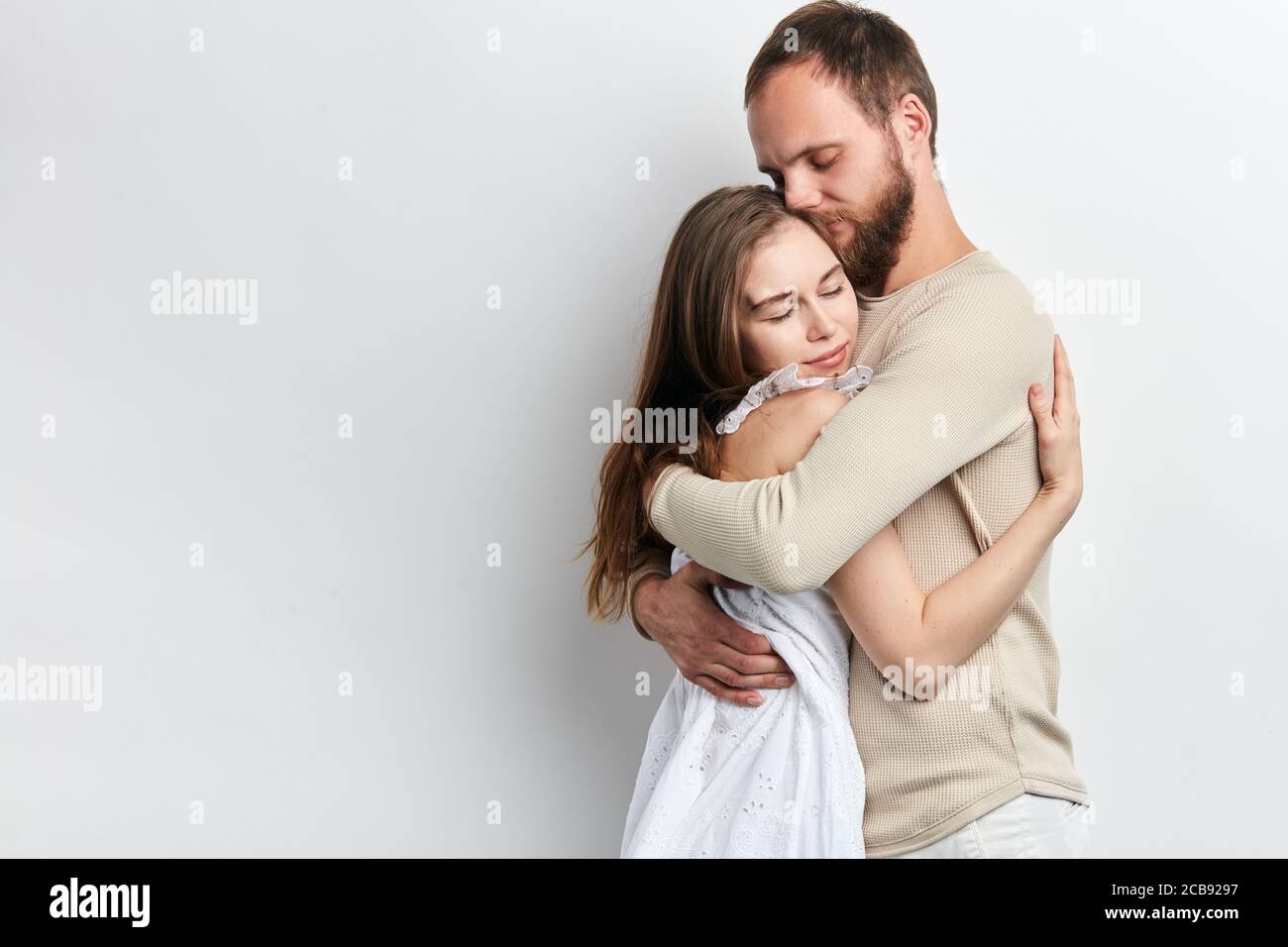 tenderness,strong feeling and emotion, couple after long separation ...