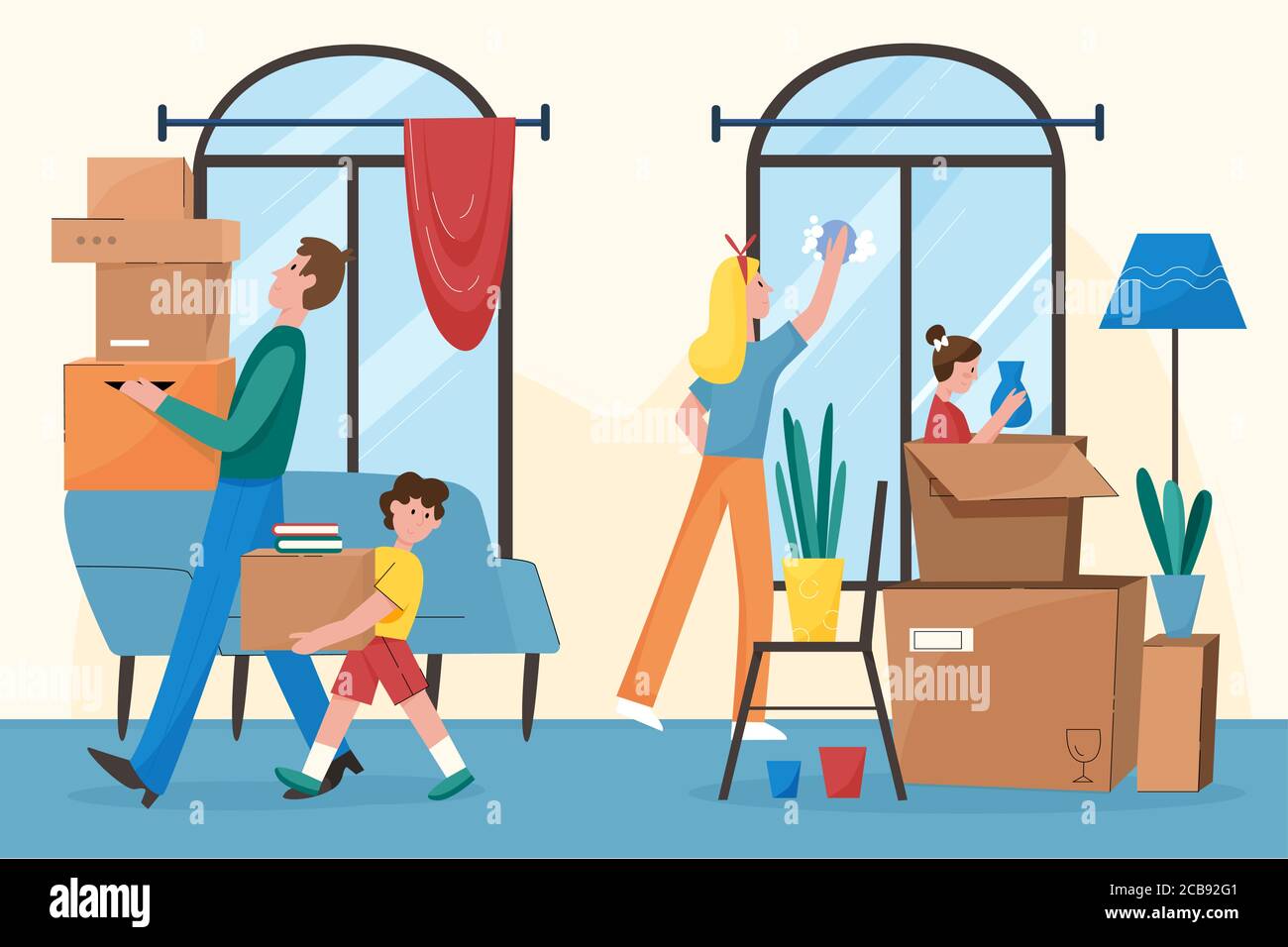 Moving in with parents Stock Vector Images - Alamy