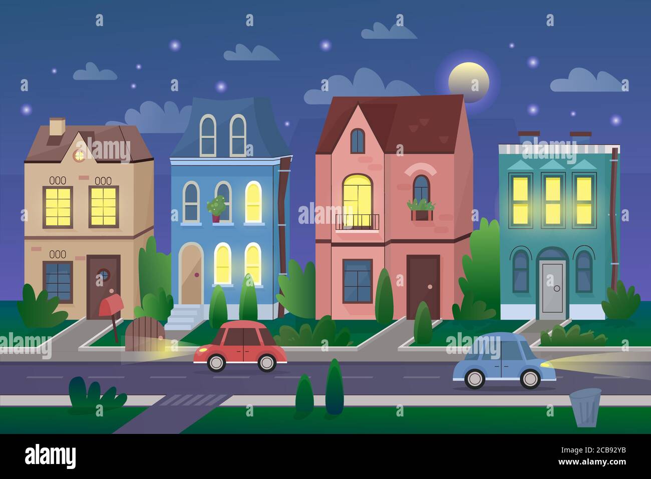 Cute Cartoon House Night