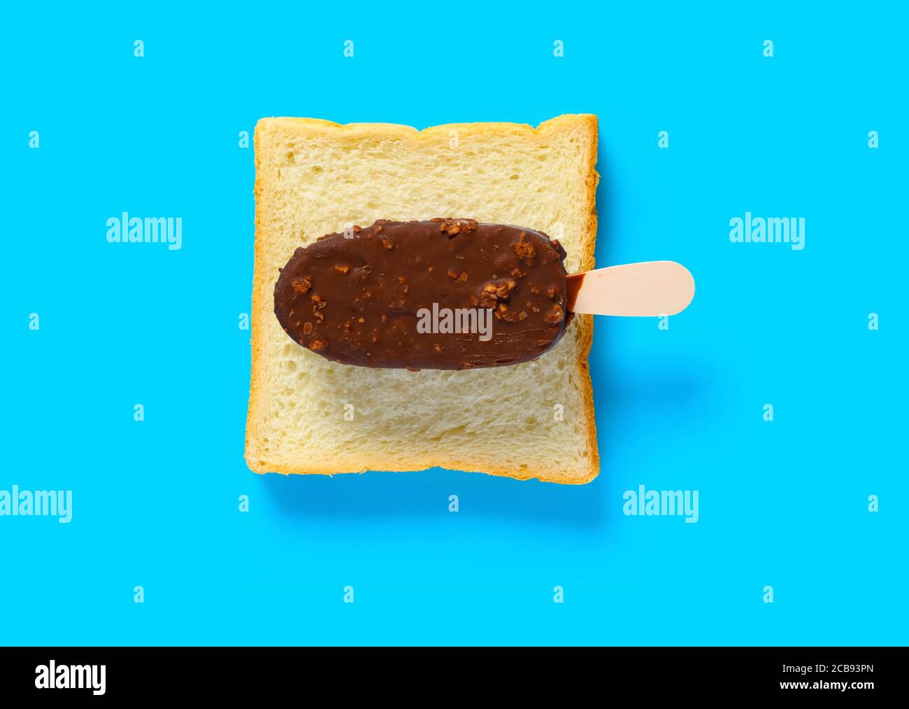 fresh chocolate with peanut flavor popsicle on slice of bread Stock ...