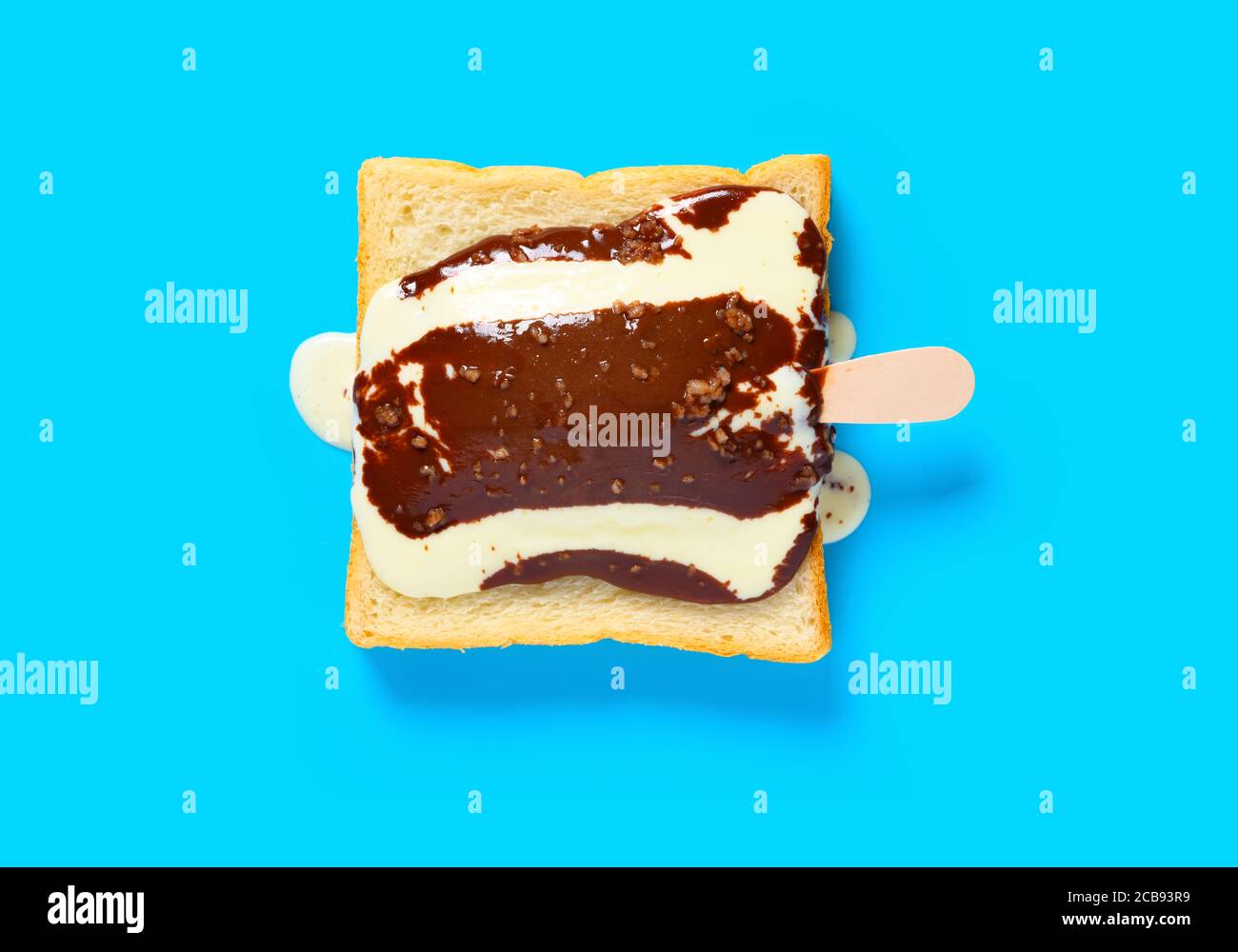chocolate with peanut flavor popsicle melting on slice of bread Stock ...