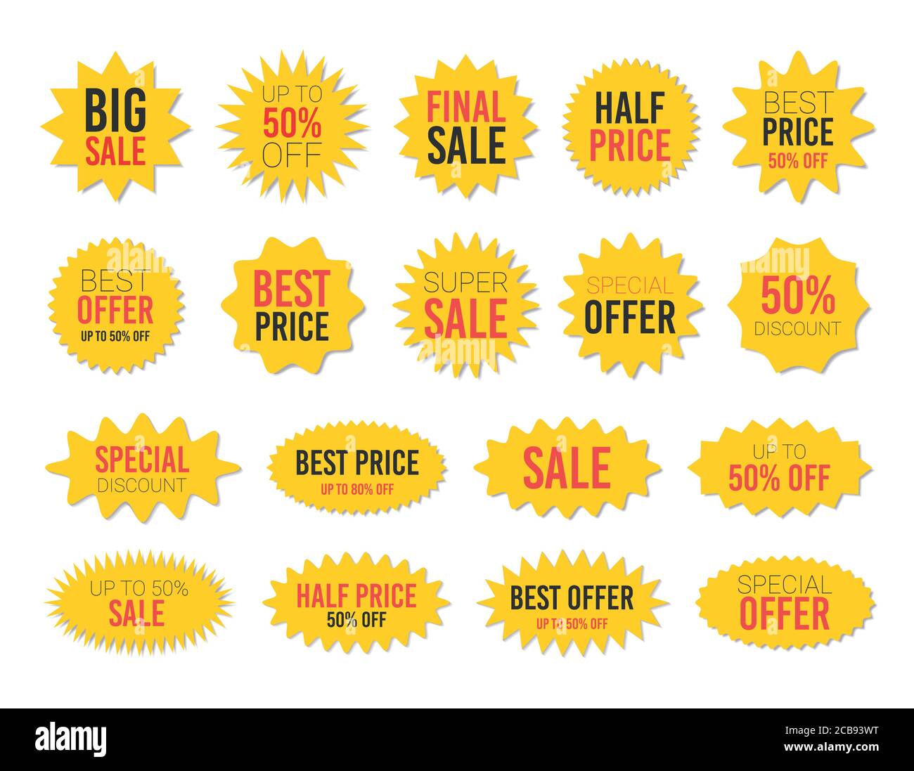 Yellow sale starburst sticker set - collcetion of stared labels and ...