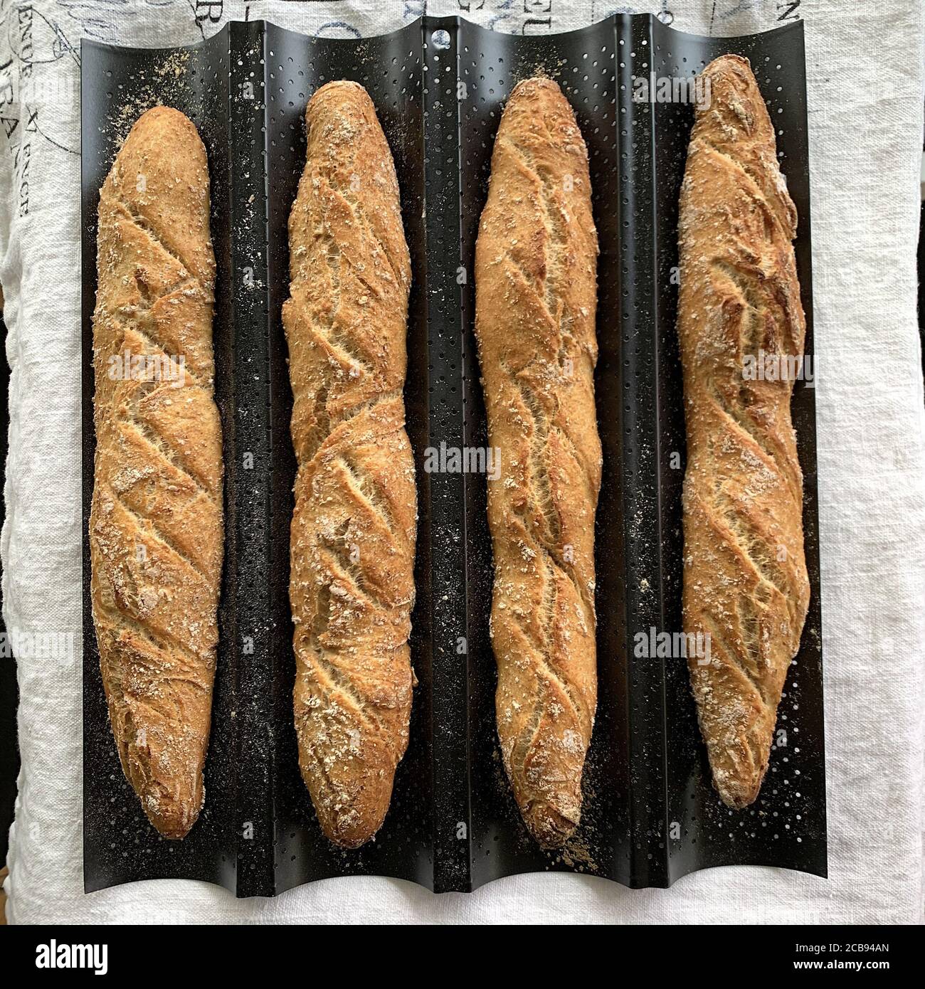 Closeup shot of homemade baguettes on the table Stock Photo - Alamy