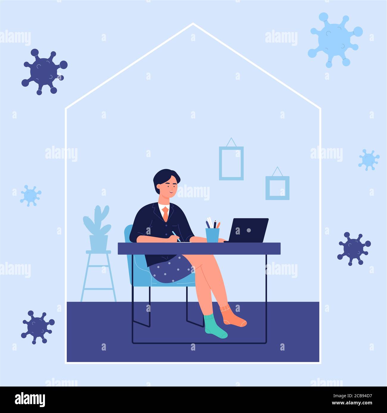 Young female stay home Stock Vector Images - Alamy