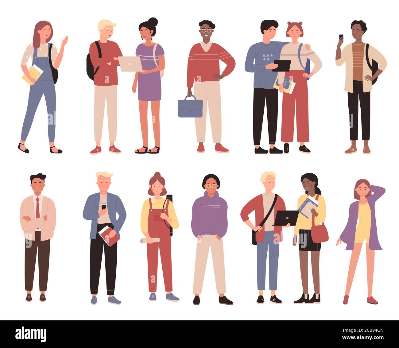 Multiracial community boys, girls from educational institution concept ...