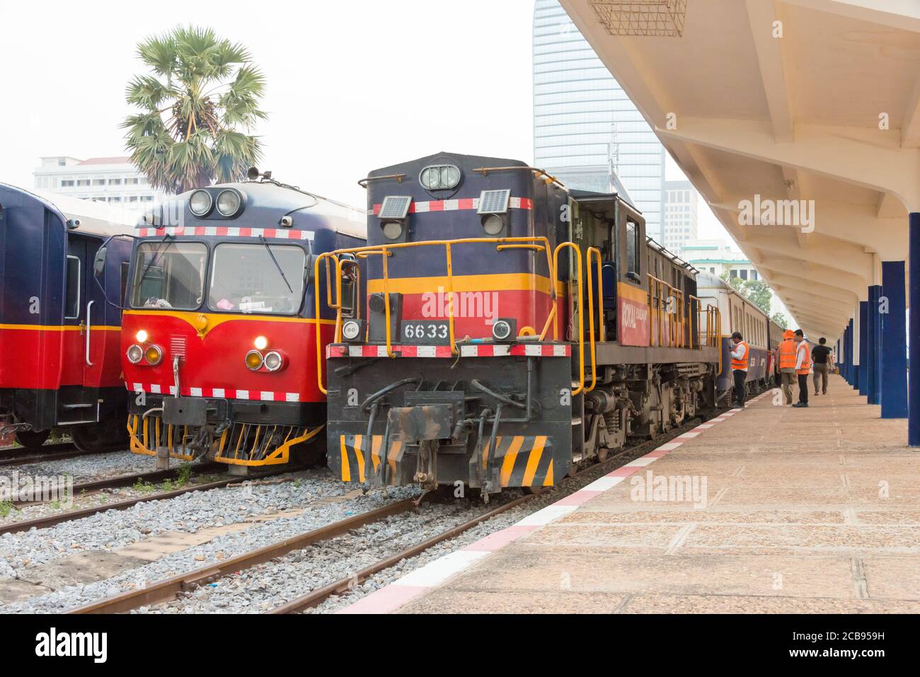 Train bound for Sihanoukville at Phnom Penh Railway station in Phnom ...