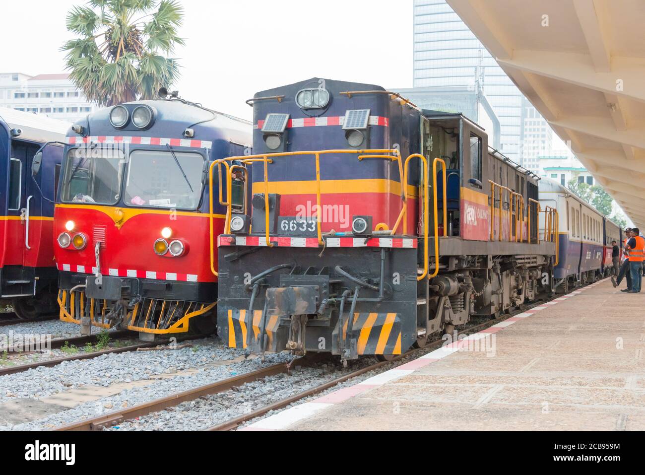 Train bound for Sihanoukville at Phnom Penh Railway station in Phnom ...