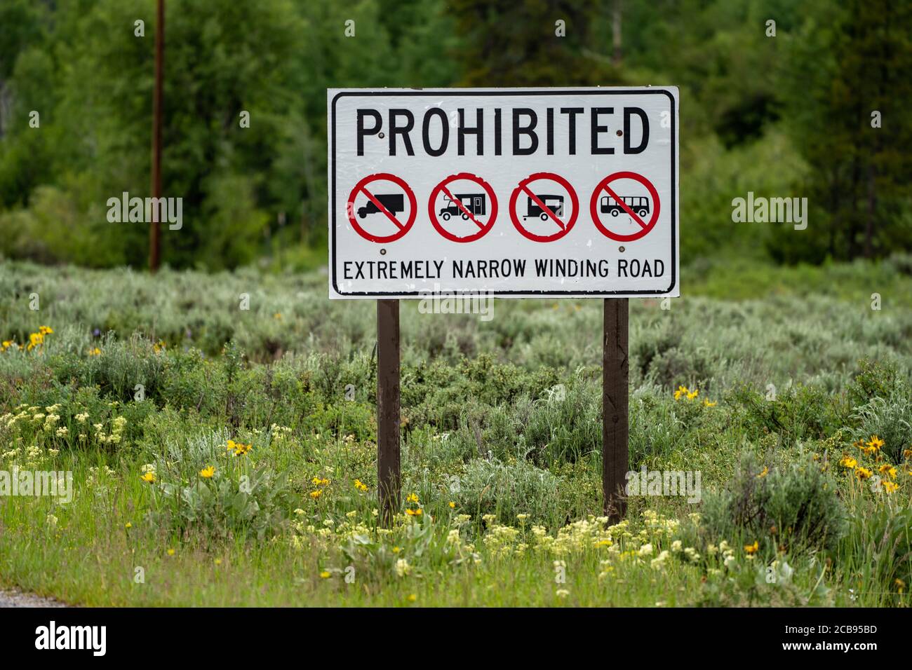 Sign on Moose-Wilson road in Grand Teton National Park, prohibited ...