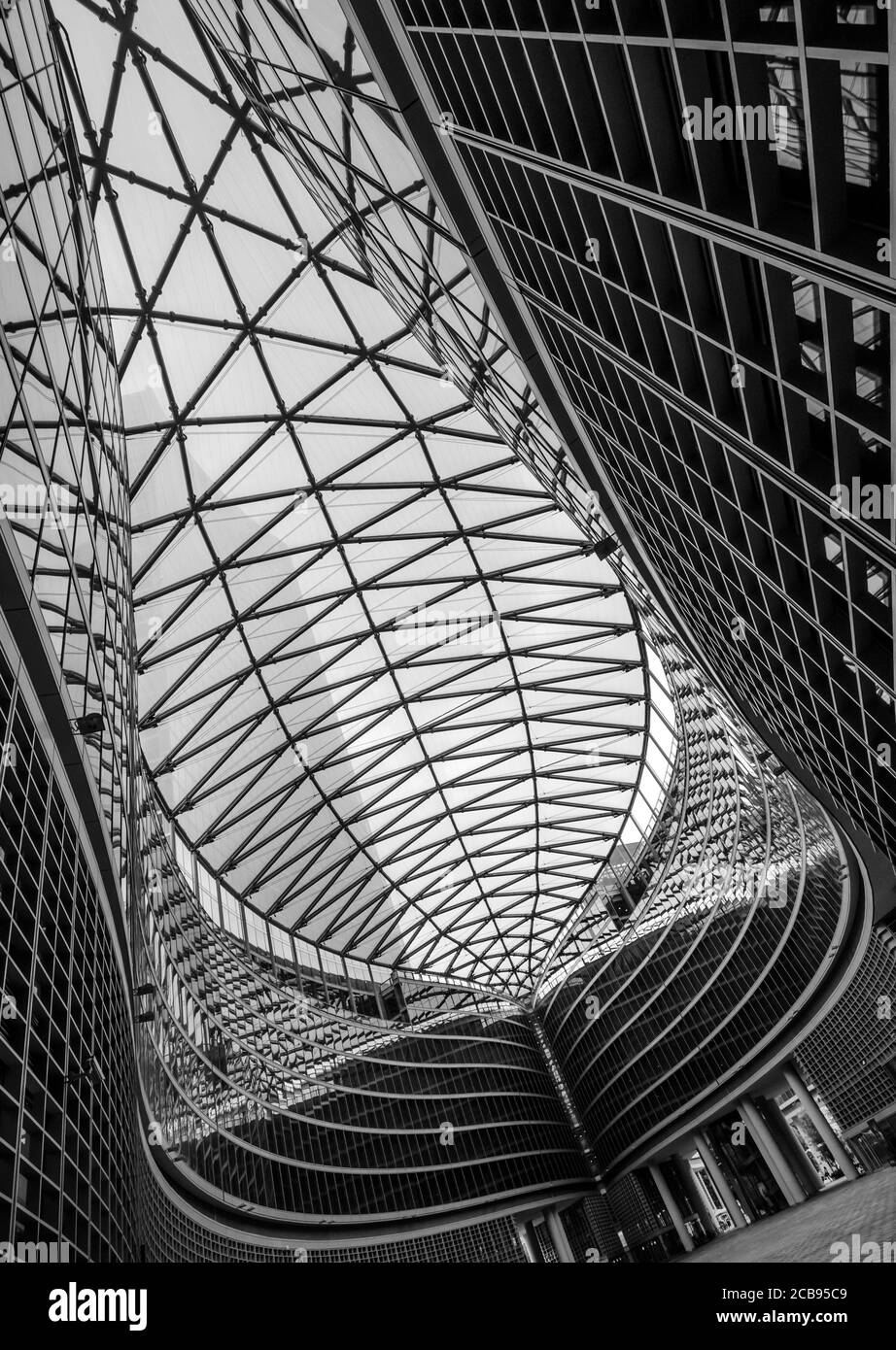 Milan/Italy- July 12, 2019: architectural detail of the modern glass ...
