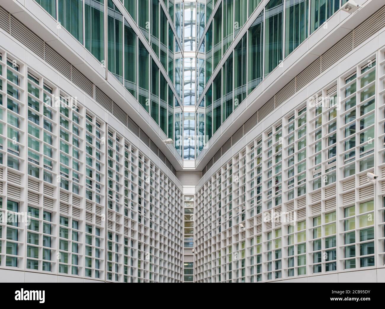 Milan/Italy- July 12, 2019: architectural detail of the modern glass ...