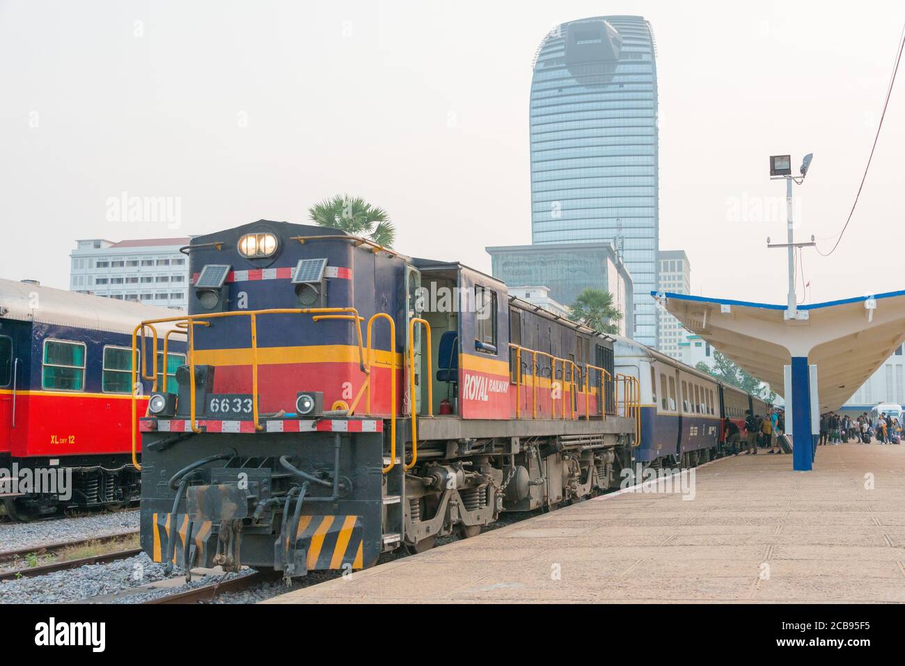 Train bound for Sihanoukville at Phnom Penh Railway station in Phnom ...