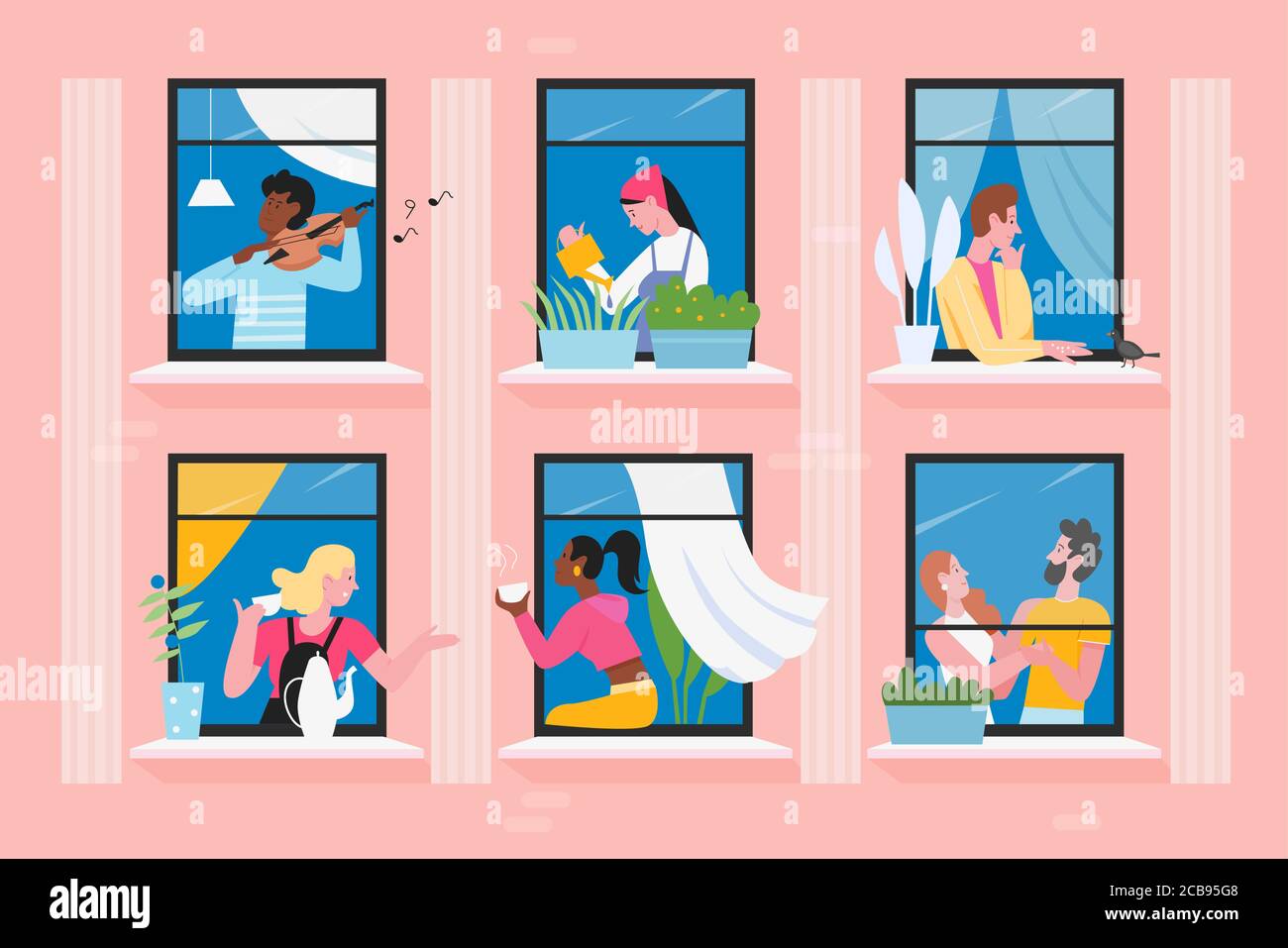 Woman in modern building Stock Vector Images - Alamy