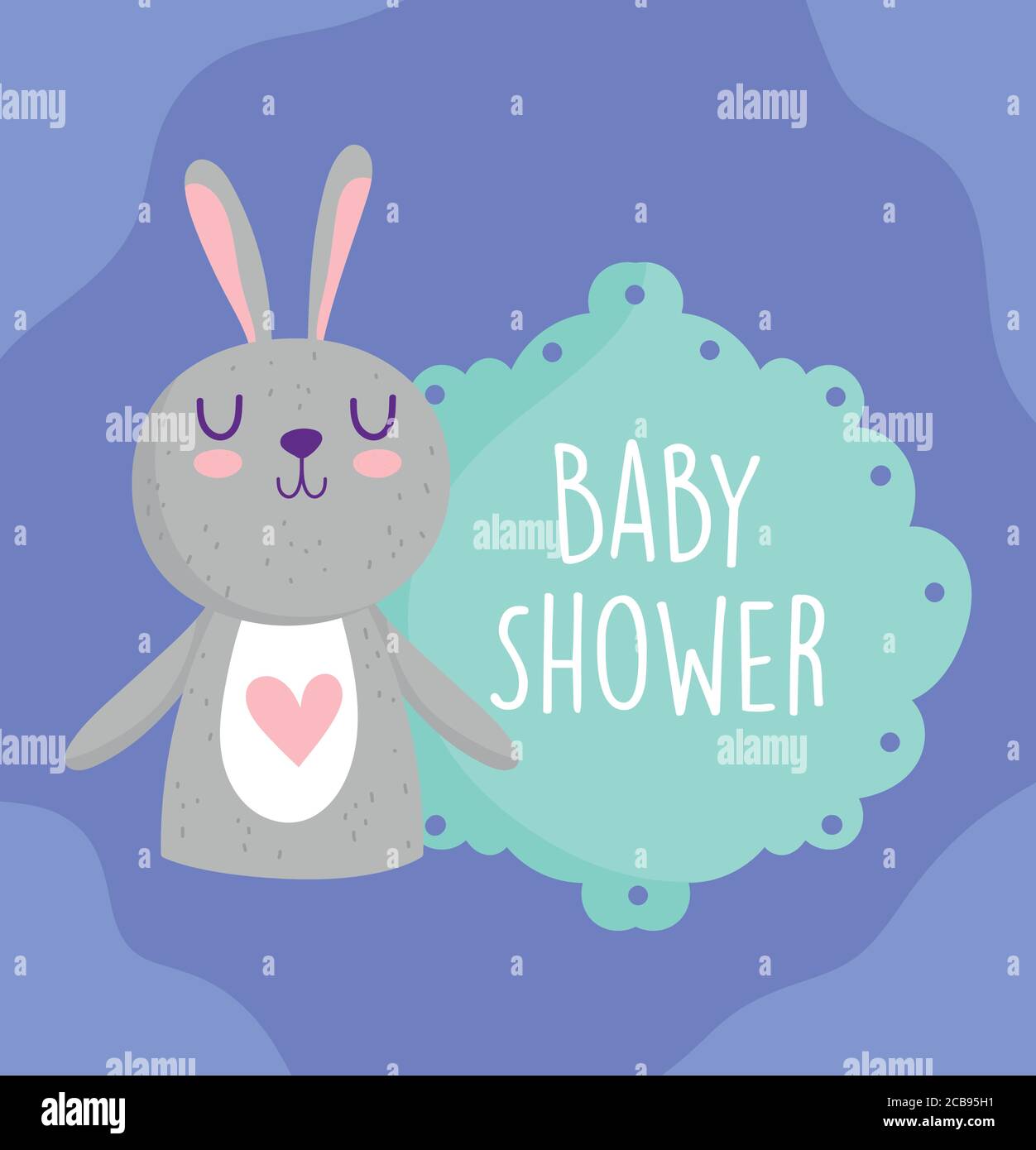 baby shower, cute little rabbit cartoon celebration invitation card ...
