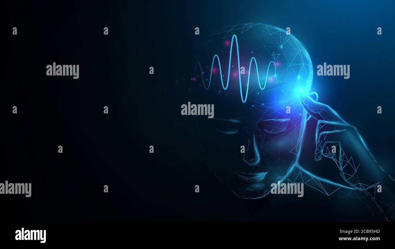 Male Anatomy, Power of Human Brain. Human Face Wireframe and Fractal ...