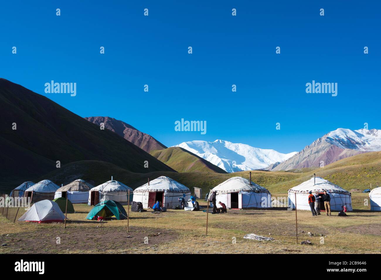 Morning Landscape of Lenin Peak (7134m) at Tourist Yurt camp of Tulpar ...