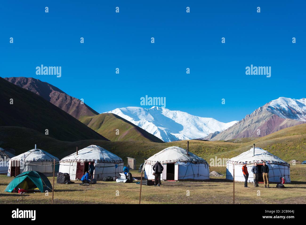 Morning Landscape of Lenin Peak (7134m) at Tourist Yurt camp of Tulpar ...