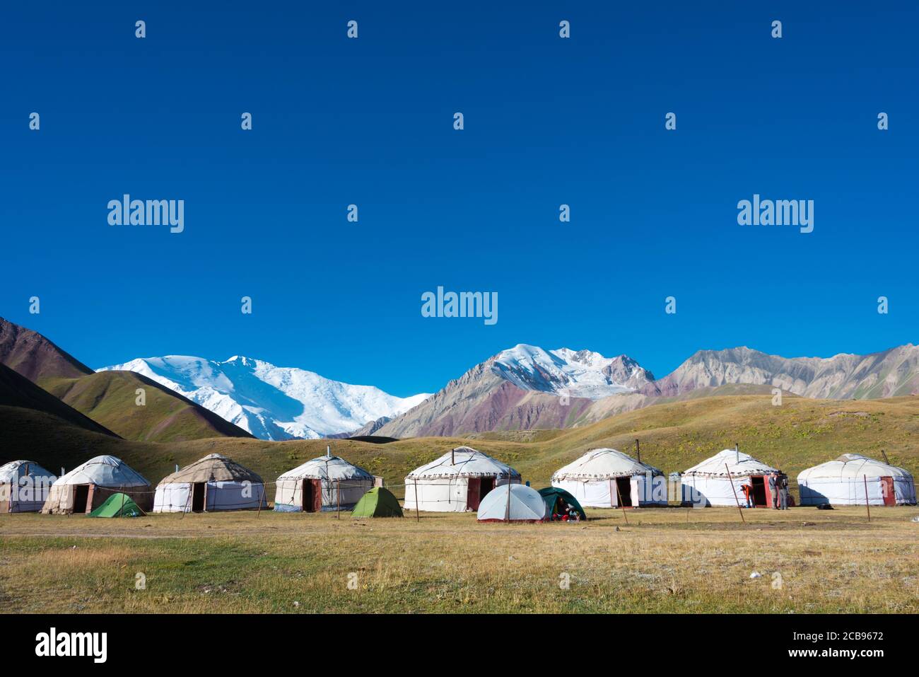 Morning Landscape of Lenin Peak (7134m) at Tourist Yurt camp of Tulpar ...