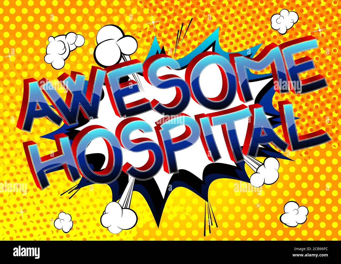 Awesome Hospital Comic book style cartoon words on abstract comics ...