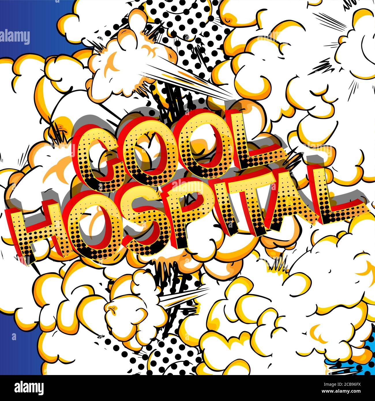 Cool Hospital Comic book style cartoon words on abstract comics ...