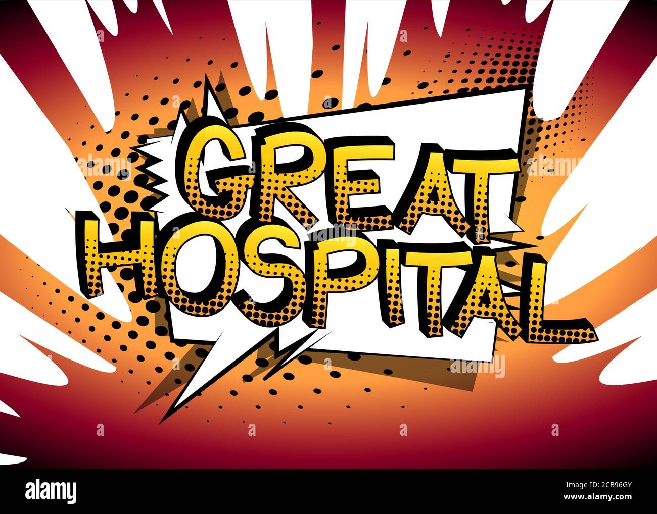Great Hospital Comic book style cartoon words on abstract comics ...