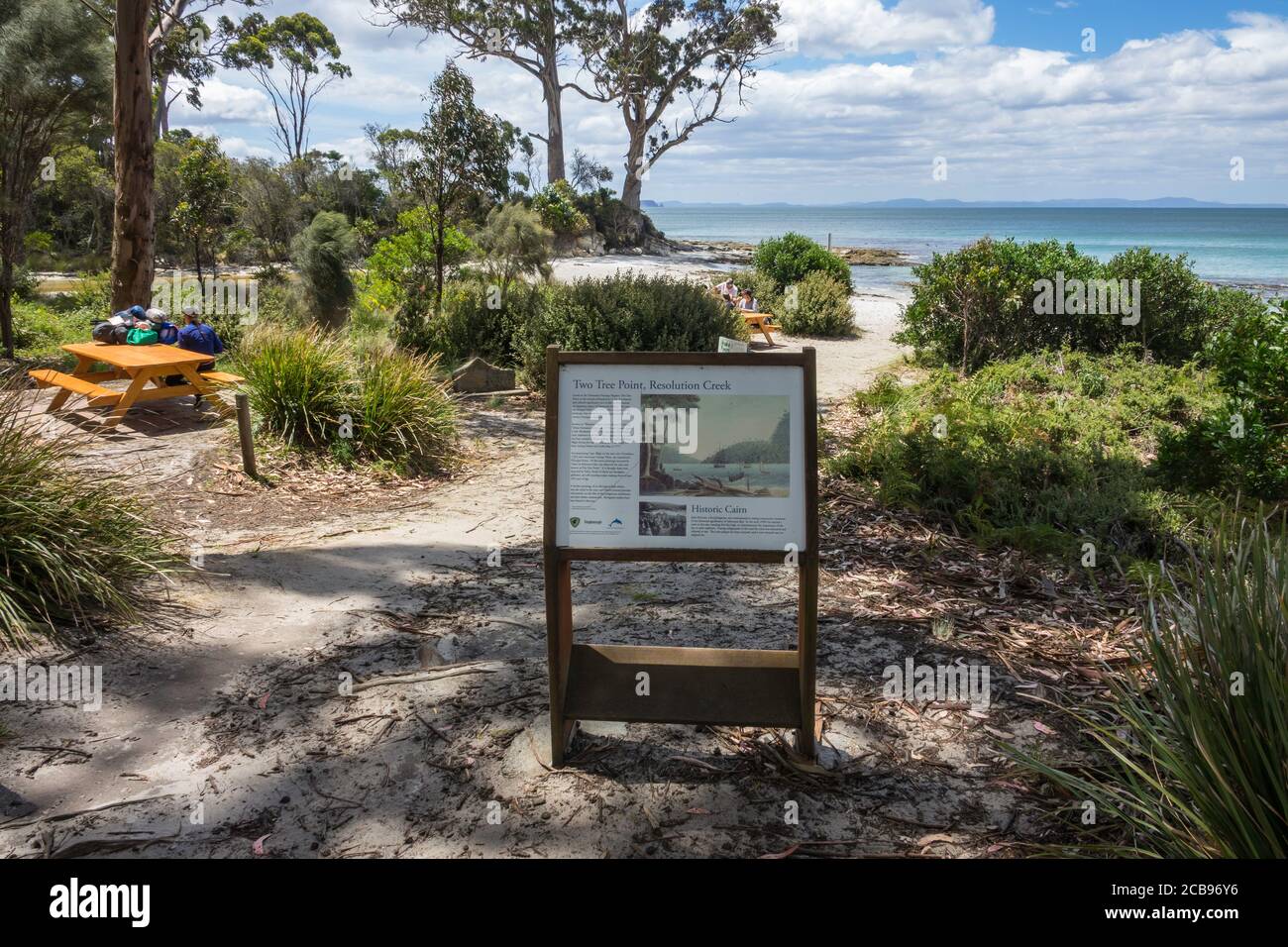 Sign at the entry to Two Tree Point at Resolution Creek, Bruny Island ...