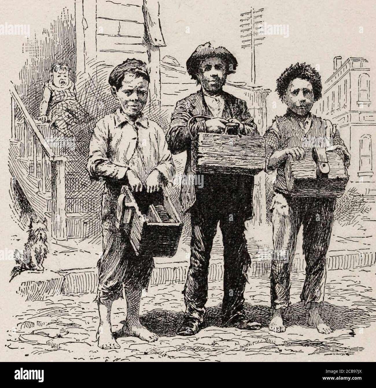 A group of bootblacks in New york City, circa 1892 Stock Photo - Alamy
