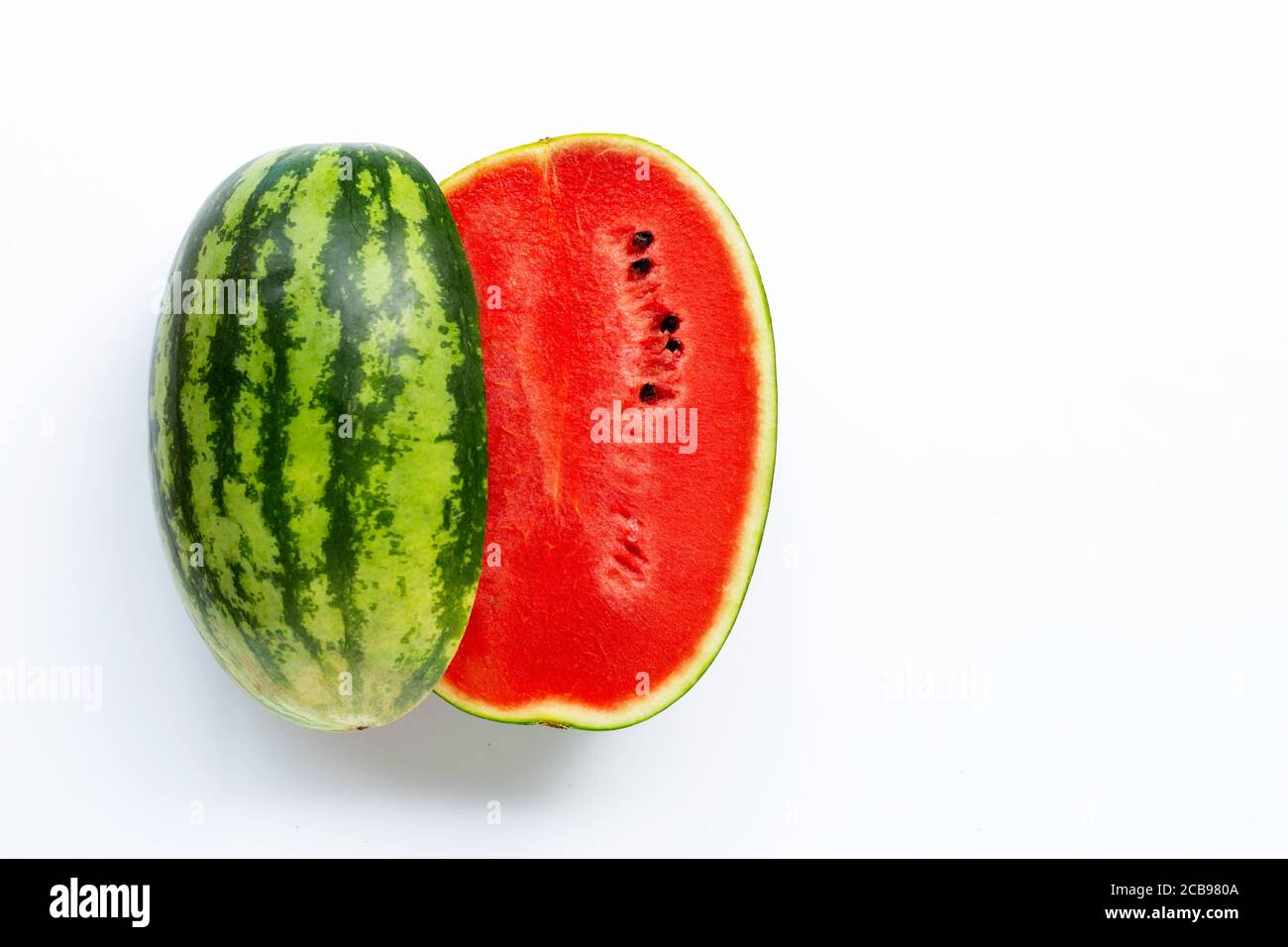 Fresh watermelon on white background. Top view Stock Photo - Alamy