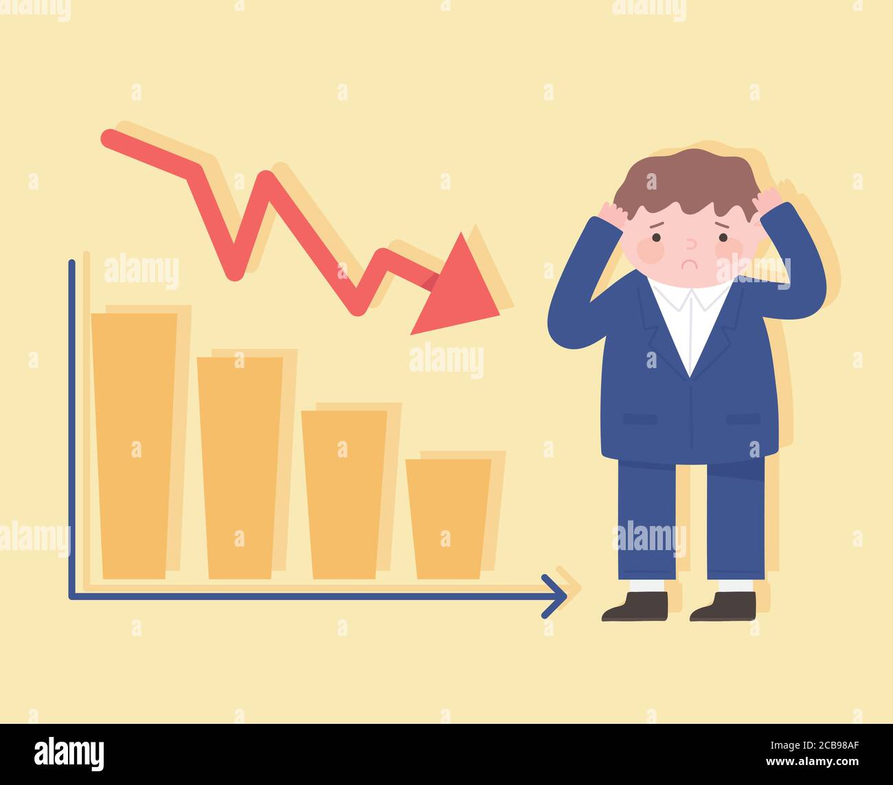 bankruptcy man falling down with recession chart business process ...