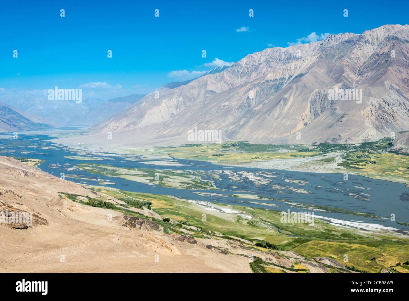 Panj river at Wakhan Valley in Yamchun, Gorno-Badakhshan, Tajikistan ...