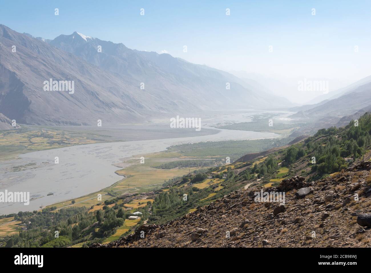 Panj river at Wakhan Valley in Yamchun, Gorno-Badakhshan, Tajikistan ...