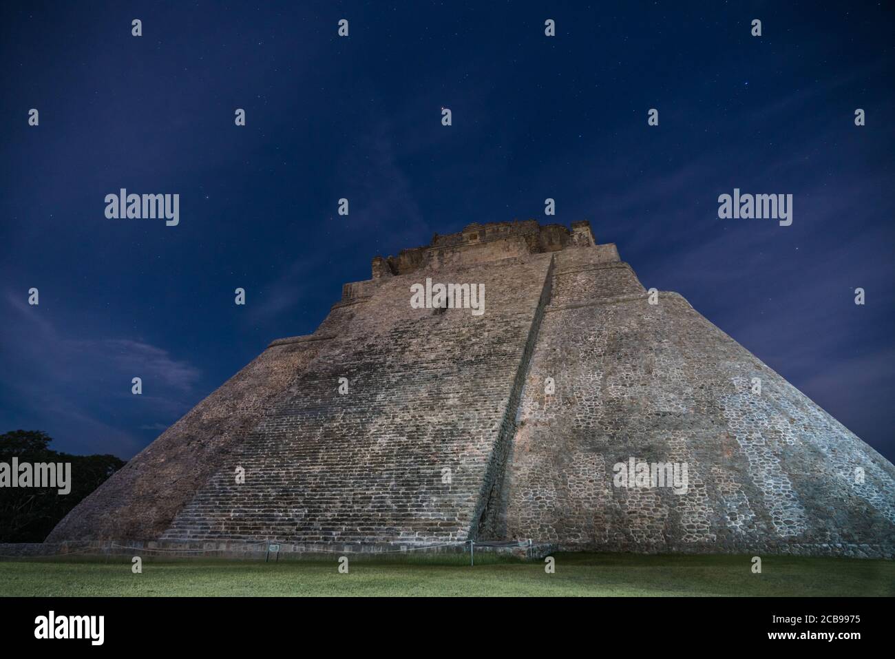 Stars over the Pyramid of the Magician at night in the pre-Hispanic ...