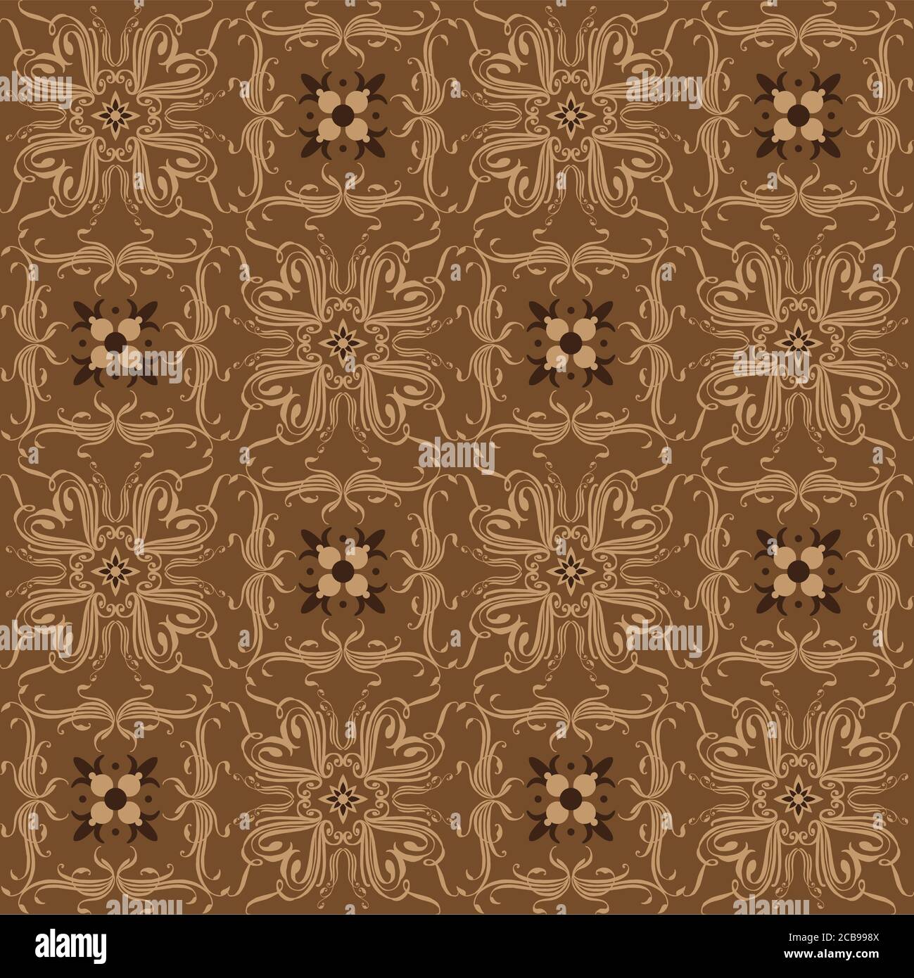 Seamless Kawung batik flower pattern with simple brown color design ...