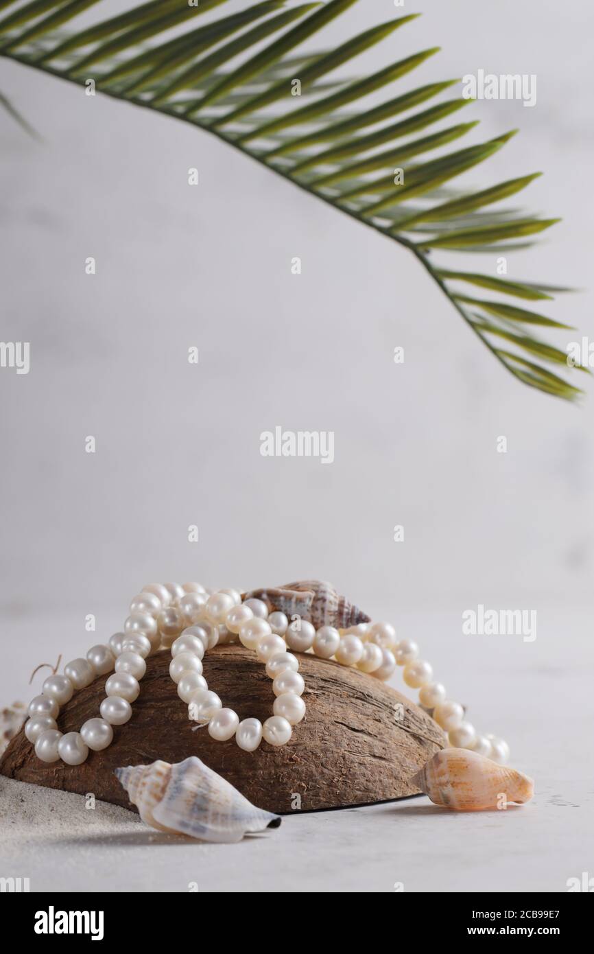 modern style pearls on the beach Stock Photo - Alamy