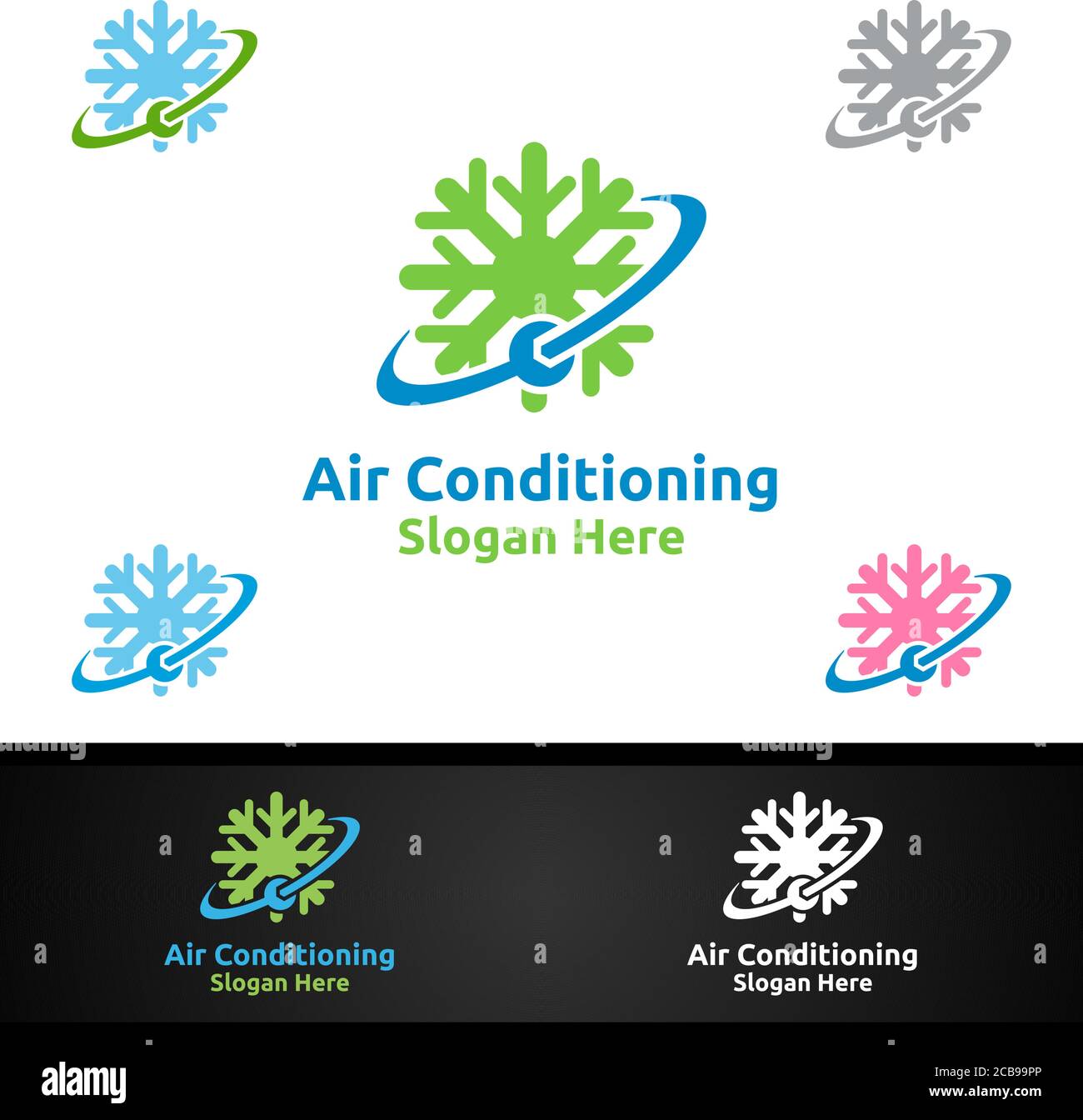 Fix Snow Air Conditioning and Heating Services Logo Design Stock Vector ...