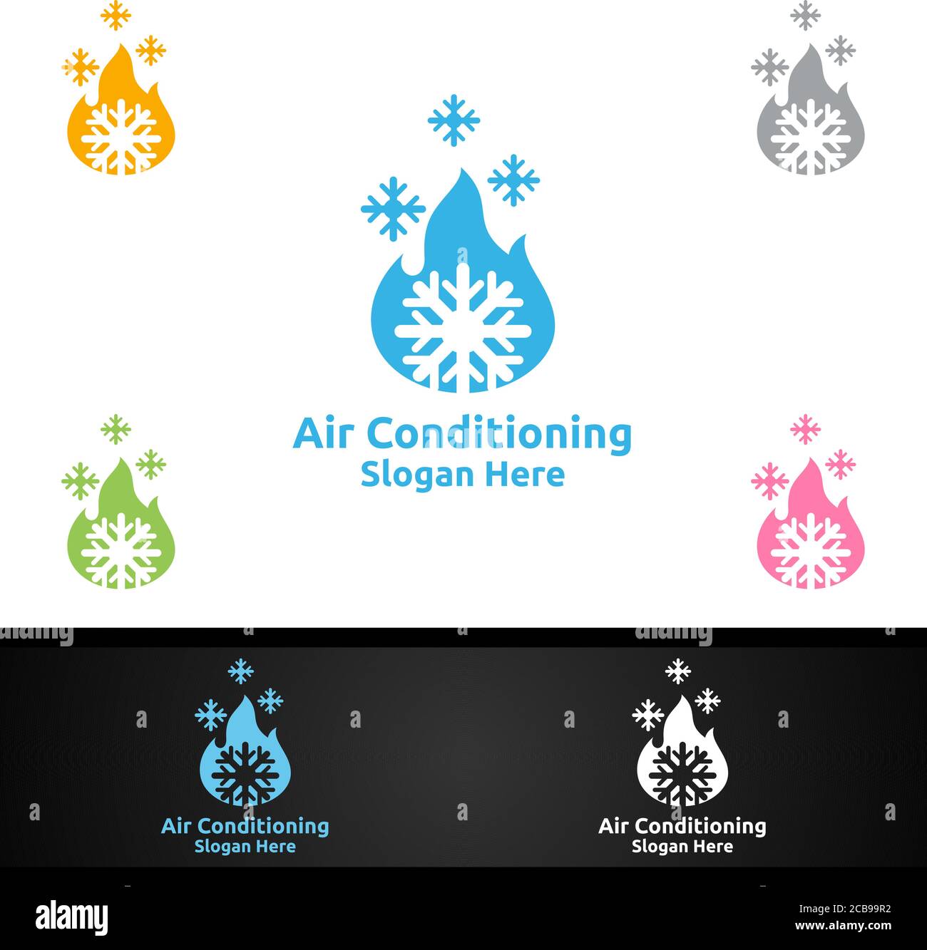 Hot Snow Air Conditioning and Heating Services Logo Design Stock Vector ...