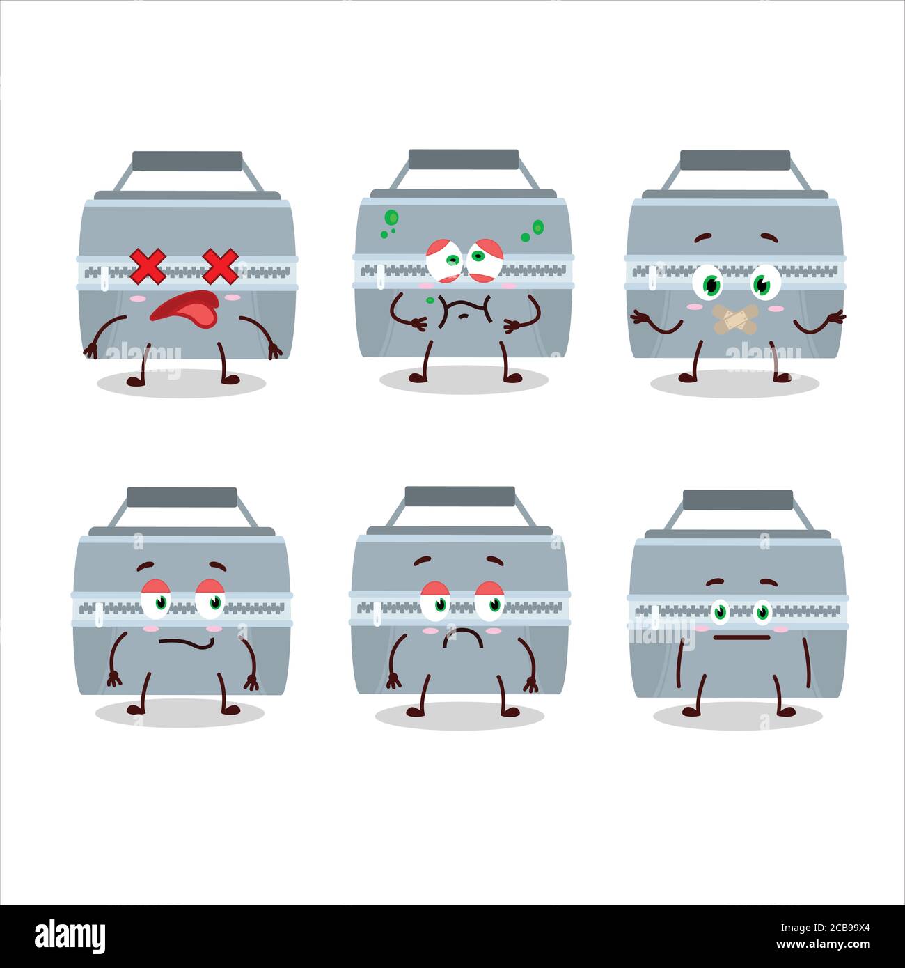 Grey lunch box cartoon character with nope expression Stock Vector ...