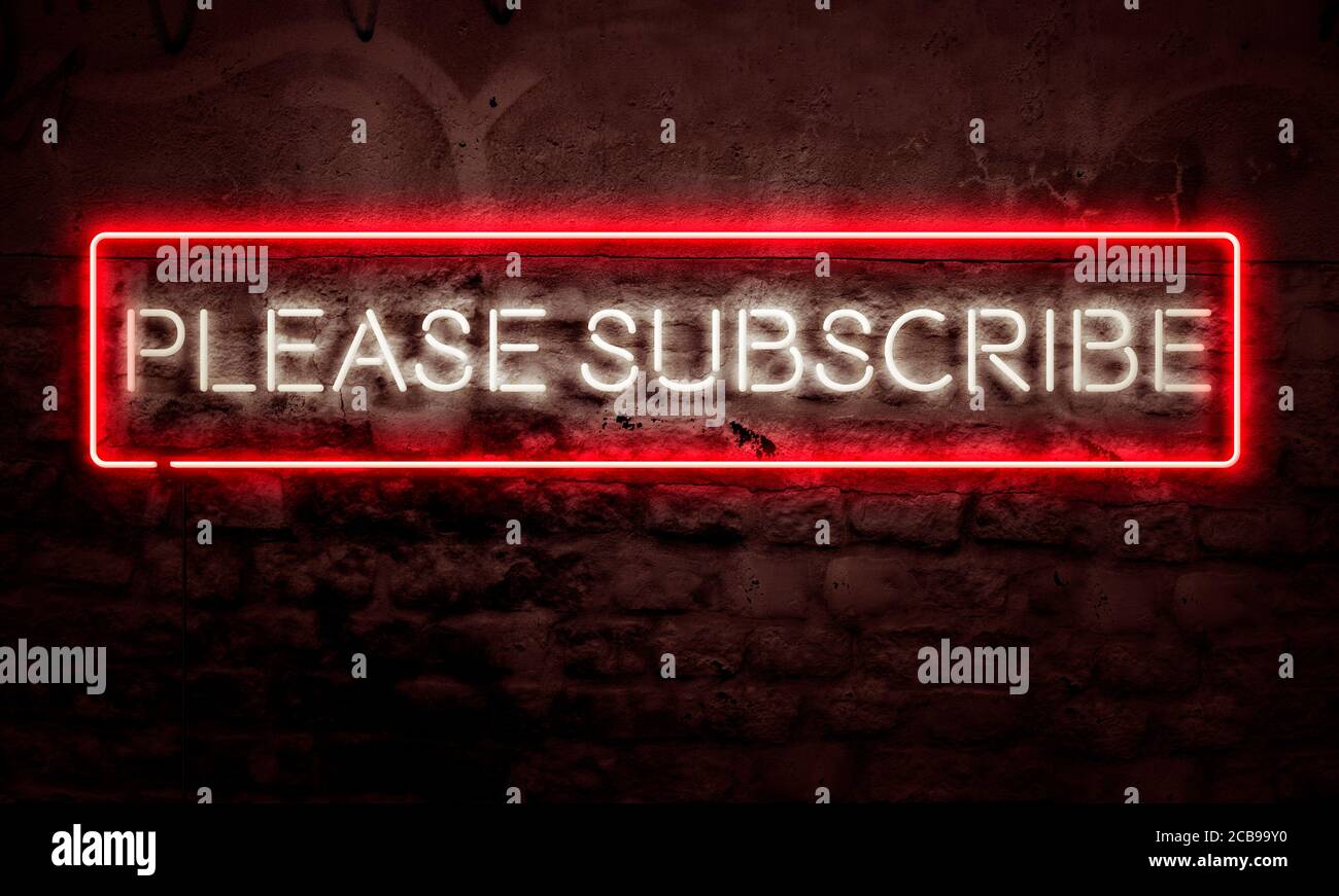 Please Subscribe Word Pop Art Social Media Concept Neon Sign On Dark ...