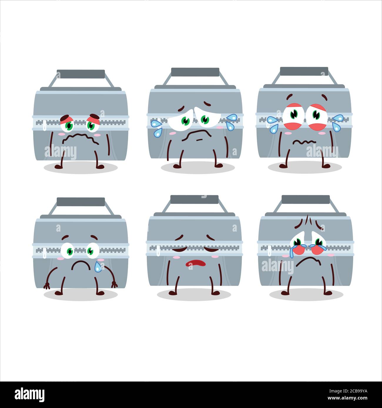 Grey lunch box cartoon character with sad expression Stock Vector Image ...