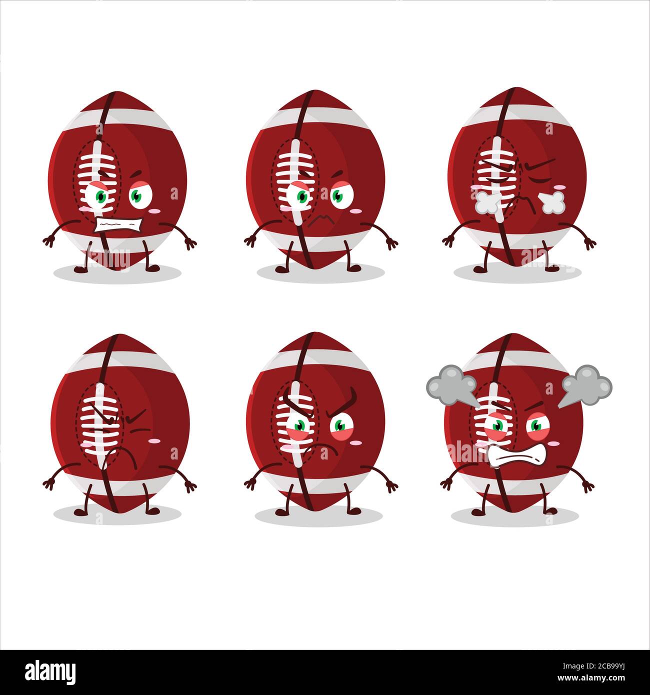 Rugby ball cartoon character with various angry expressions Stock ...