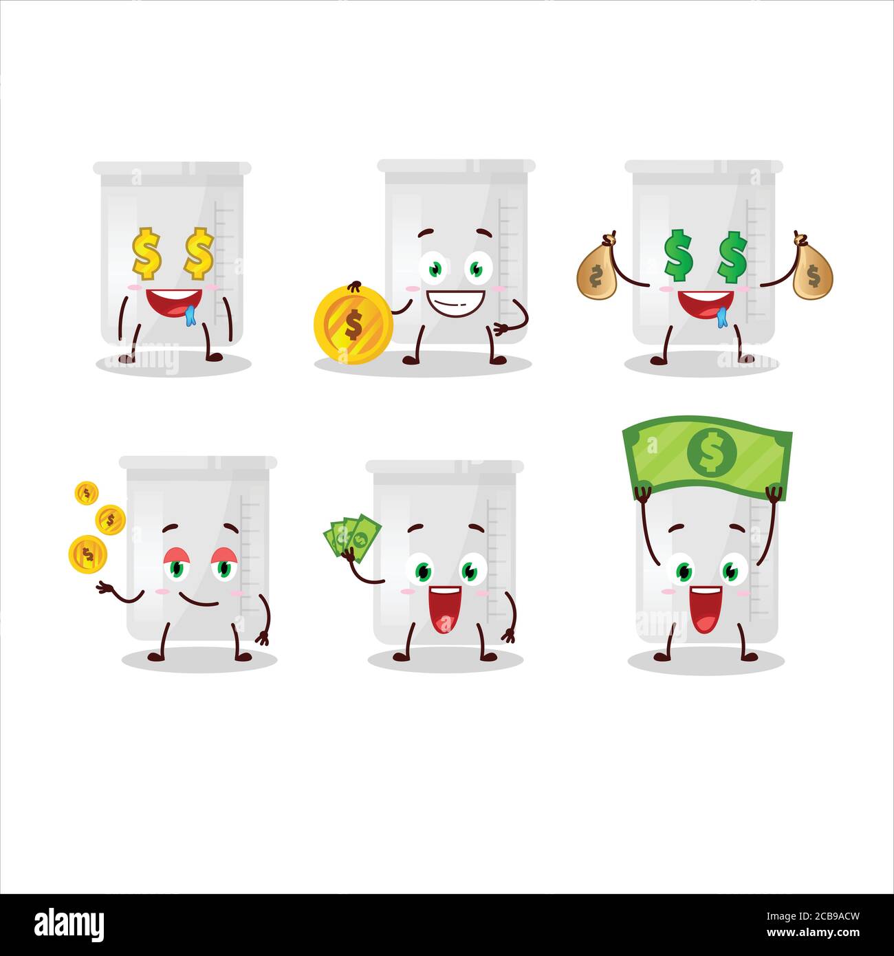 Science bottle cartoon character with cute emoticon bring money Stock ...