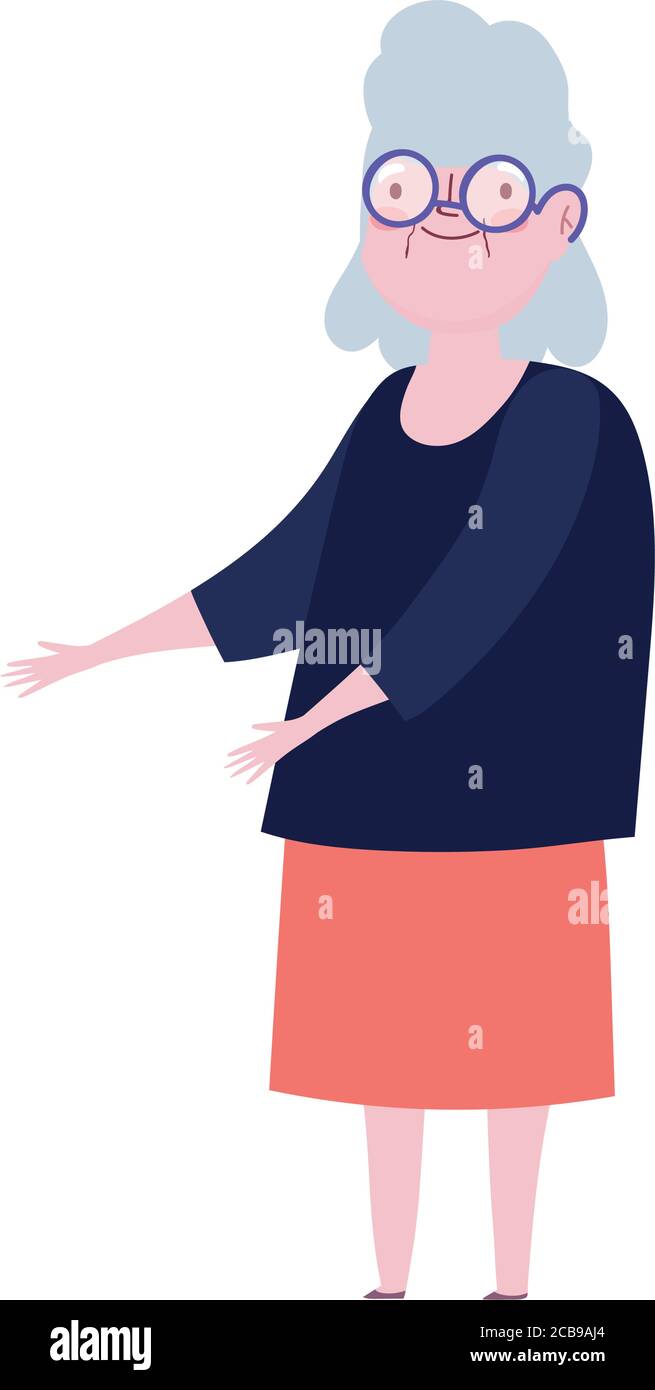 elderly grandma cartoon character isoated icon design vector ...