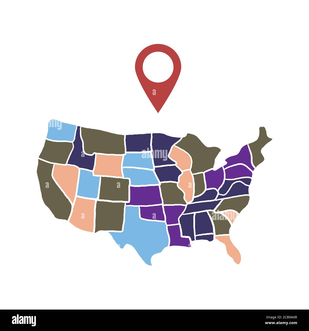 Flat road map usa Stock Vector Images - Alamy