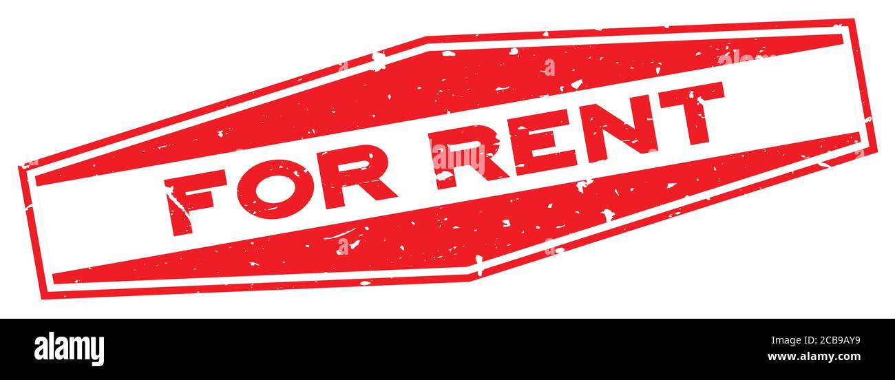 Grunge red for rent word hexagon rubber seal stamp on white background ...