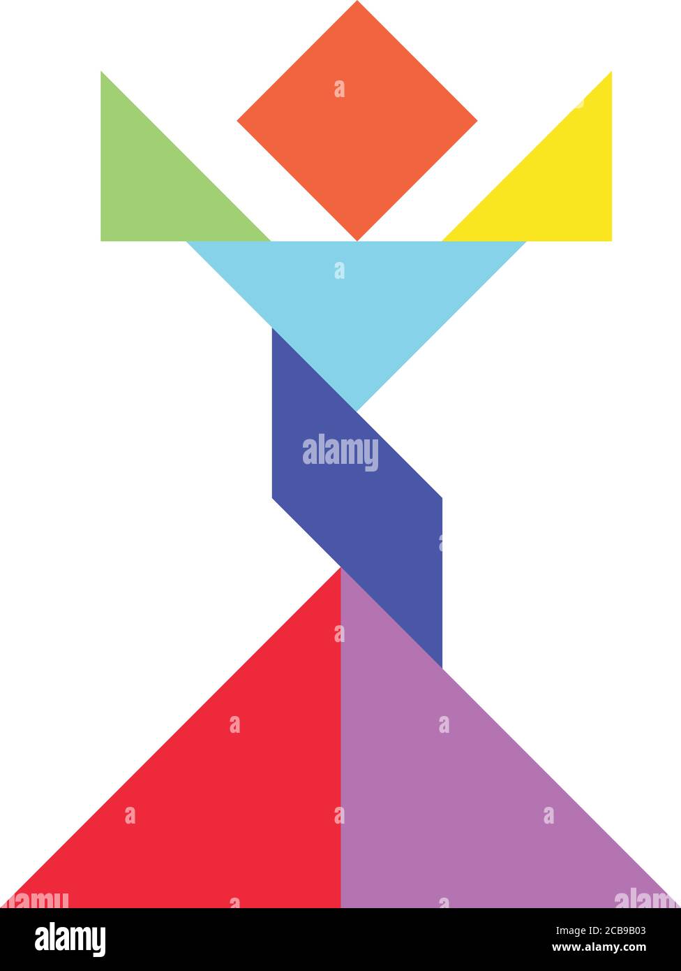 Color tangram puzzle in singing girl shape on white background (Vector ...