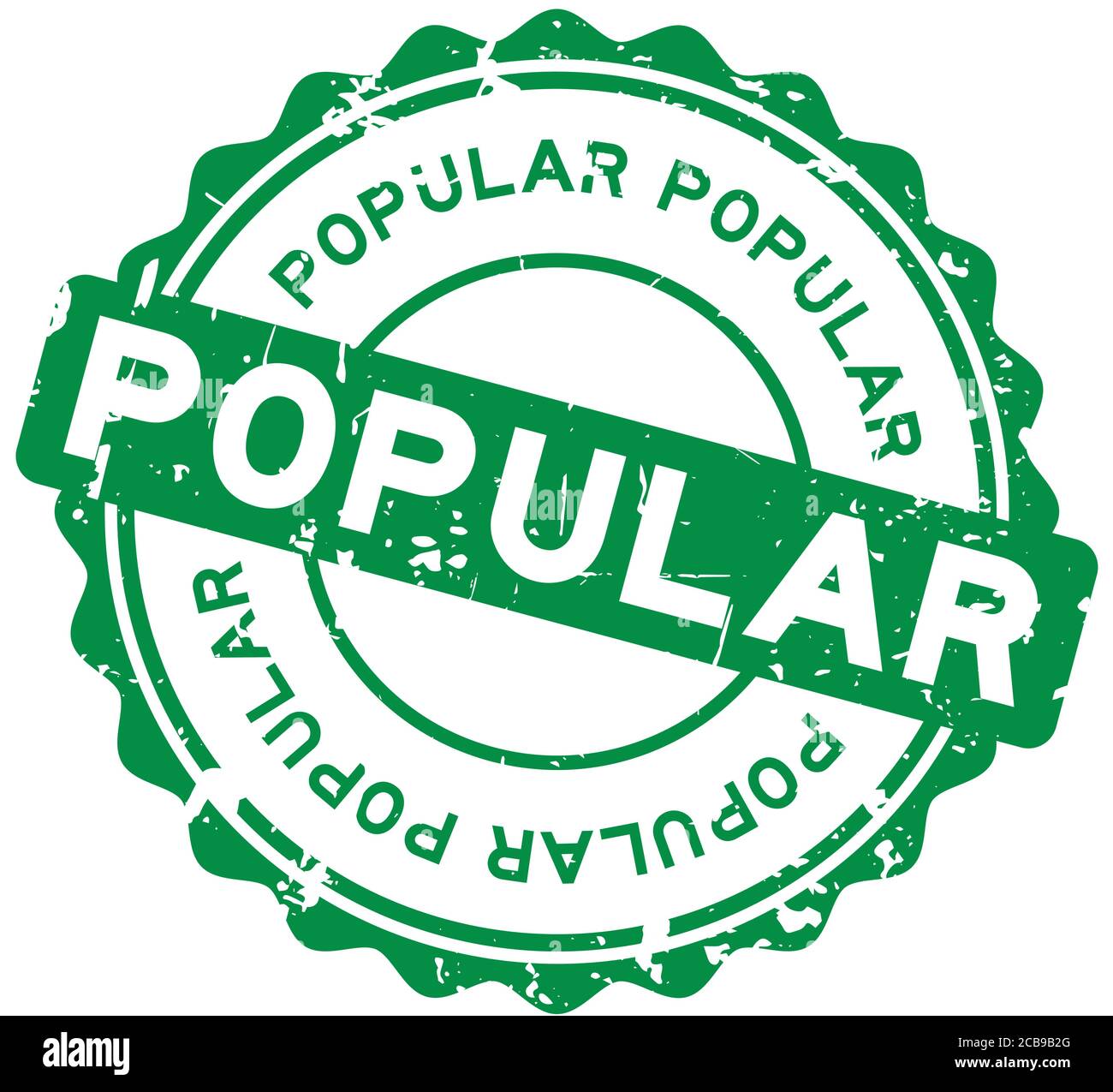 Grunge green popular word round rubber seal stamp on white background ...
