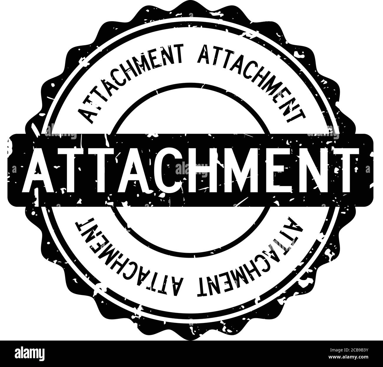 Grunge black attachment word round rubber seal stamp on white ...