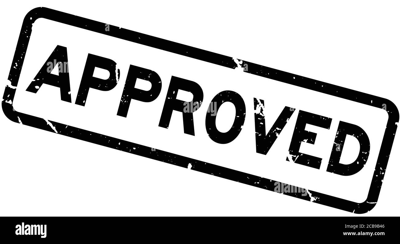 Grunge black approved word square rubber seal stamp on white background ...